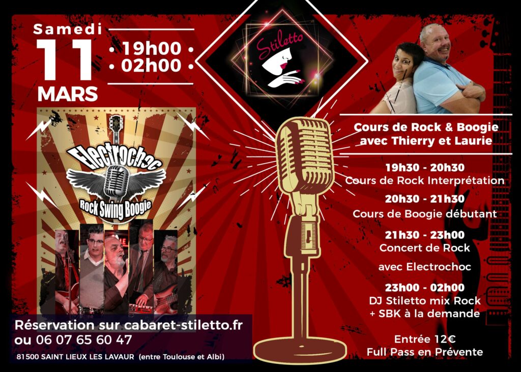 " Electrochoc" en Concert Rock-Swing-Boogie + soirée - Cabaret Stiletto