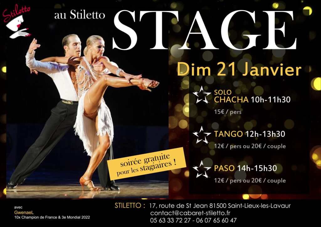 Stage de Danses de Salon : Chacha - Tango - Paso - Cabaret Stiletto